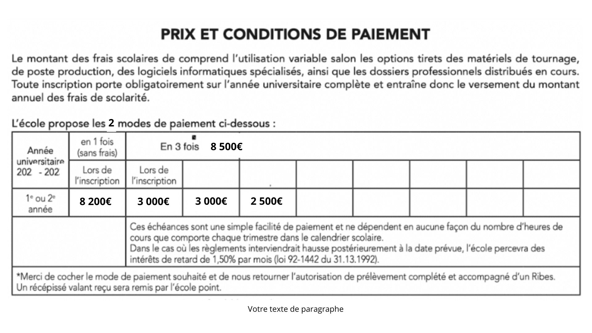 Tarifs - ÉCOLE-IMA : ÉTUDES AUDIOVISUELLES